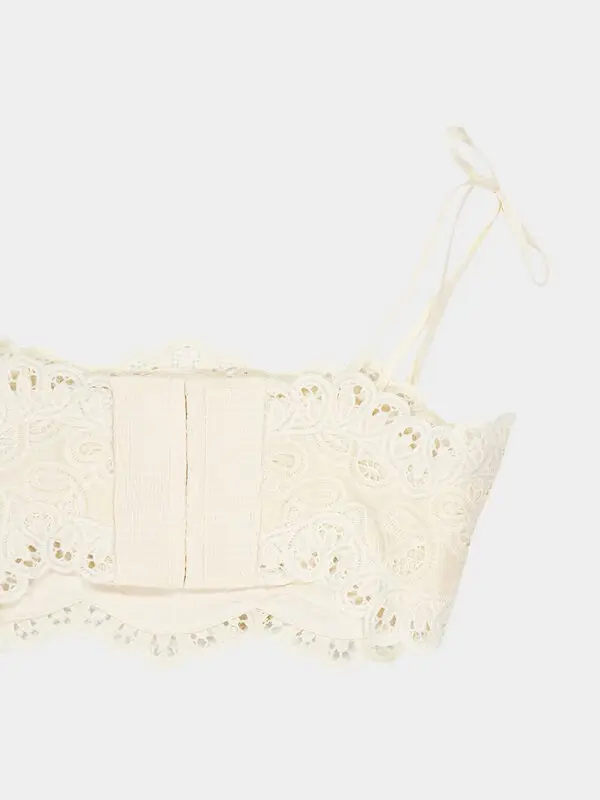 Zimmermann Rhiannon Embroidered Cropped Bodice - White