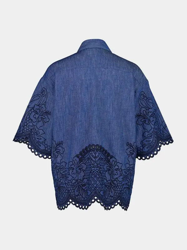 Zimmermann Embroidered Denim Shirt - Blue