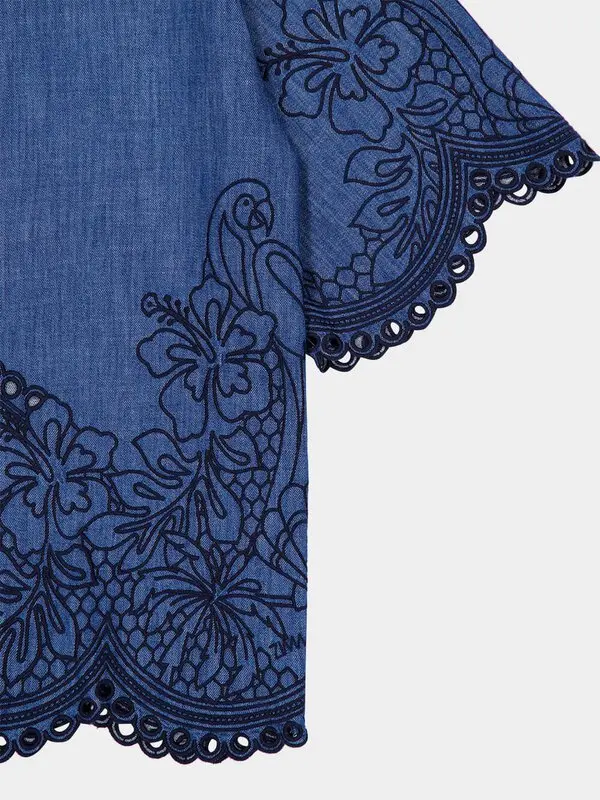 Zimmermann Embroidered Denim Shirt - Blue