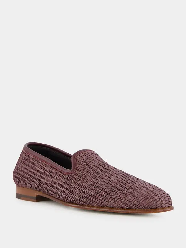 Manolo Blahnik Mario Raffia Loafers - Brown