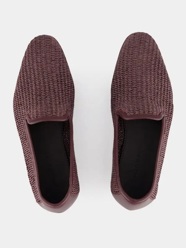 Manolo Blahnik Mario Raffia Loafers - Brown