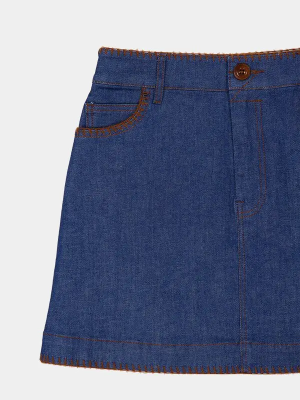 Zimmermann Railway Ascension Mini Denim Skirt - Blue