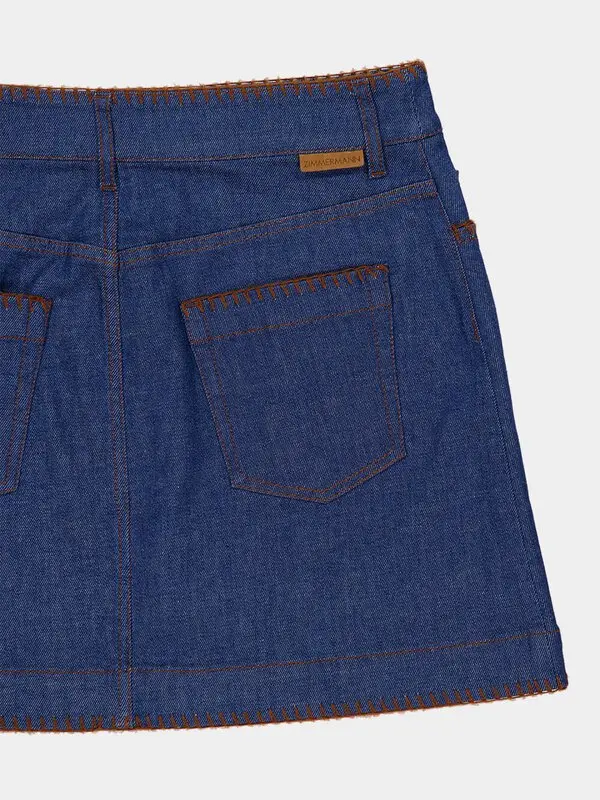 Zimmermann Railway Ascension Mini Denim Skirt - Blue