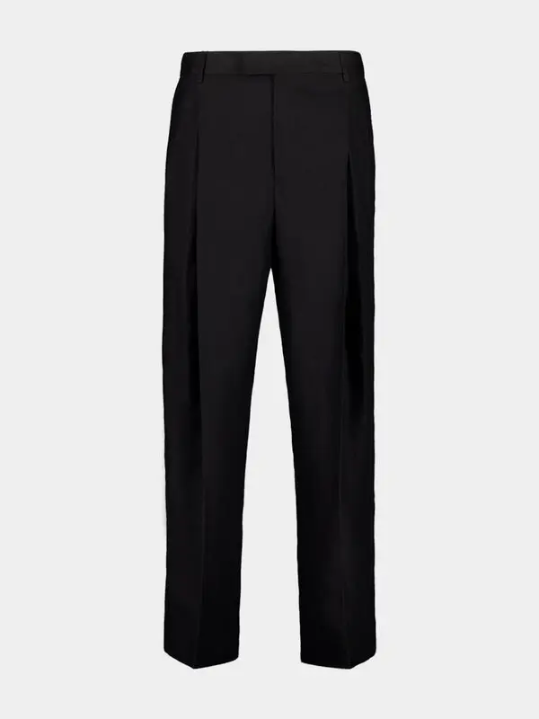 Dolce & Gabbana Classic Linen Straight-fit Trousers - Black