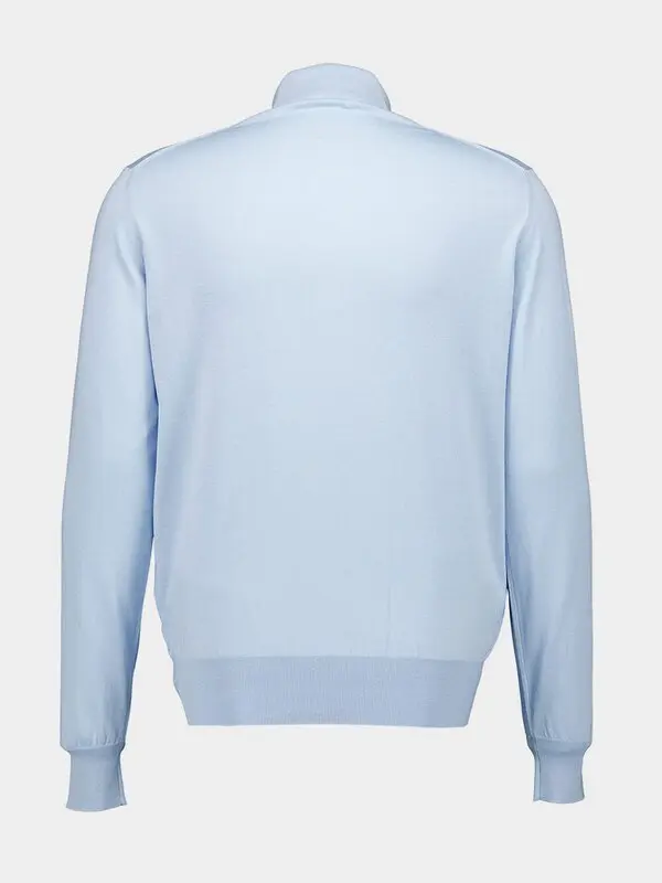 FERRAGAMO Long-sleeved Silk Blend Polo - Blue