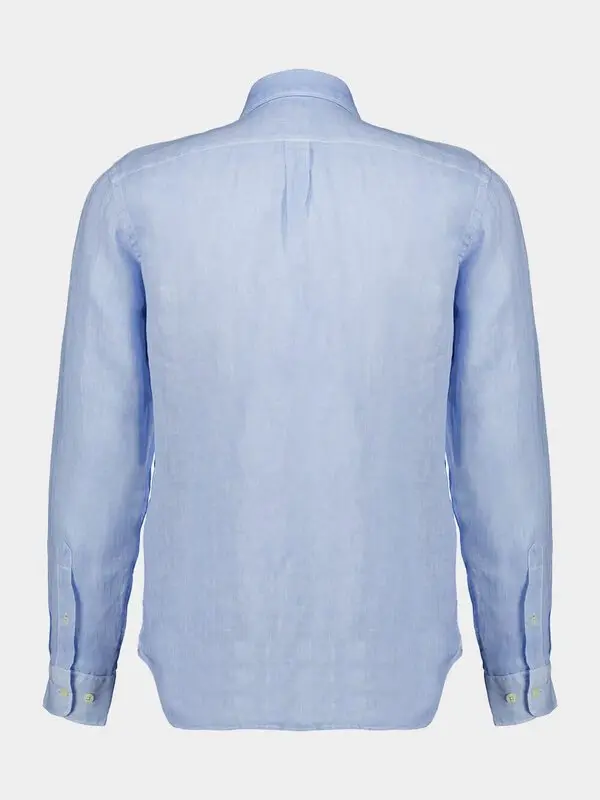 120% Lino Regular Fit Mermaid Linen Shirt - Blue