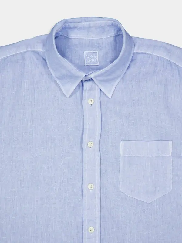 120% Lino Regular Fit Mermaid Linen Shirt - Blue