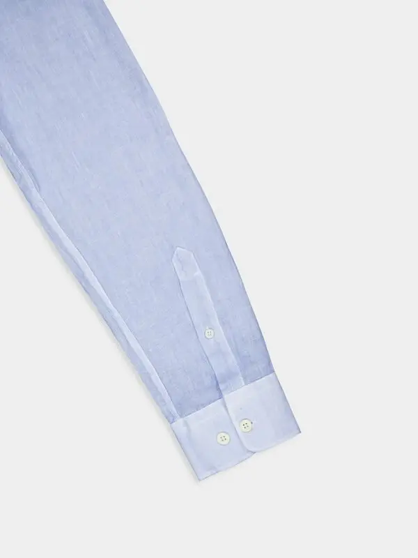 120% Lino Regular Fit Mermaid Linen Shirt - Blue