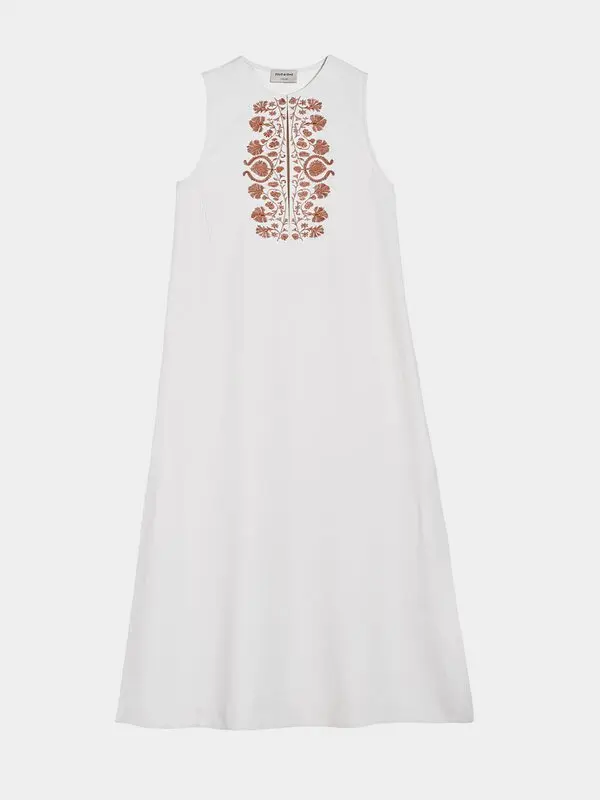 Zeus+dione Peony Loose Silk Midi Dress - White
