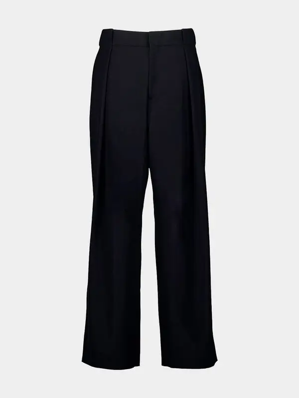 Balmain Wide-leg Wool Trousers - Black