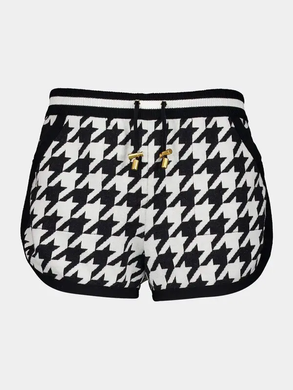 Balmain Houndstooth Jacquard Knit Shorts - White
