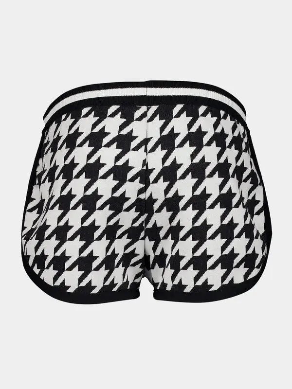 Balmain Houndstooth Jacquard Knit Shorts - White