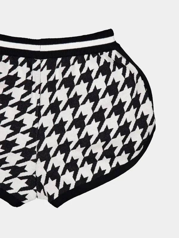 Balmain Houndstooth Jacquard Knit Shorts - White