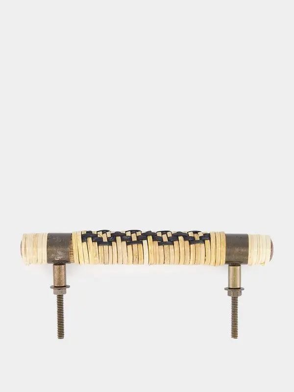 Madam Stoltz Rattan And Iron Door Handle - Beige