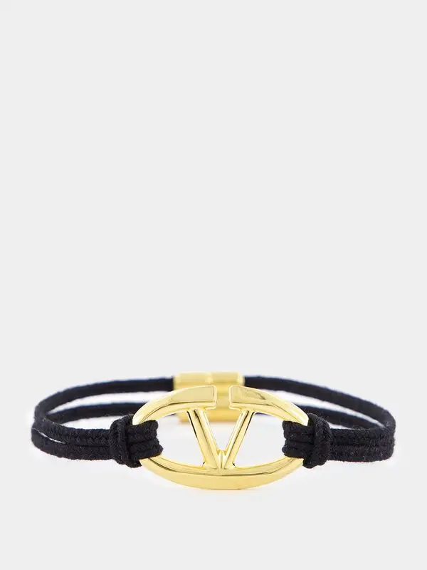Valentino Garavani Logo Cord Bracelet - Black