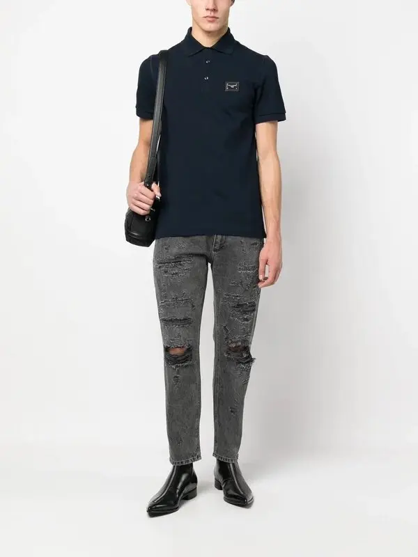 Dolce & Gabbana Cotton Piqué Polo Shirt - Blue
