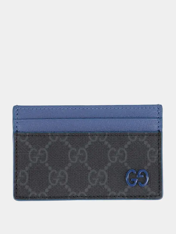Gucci Black Supreme And Bi-color Gg Supreme Card Case - Blue