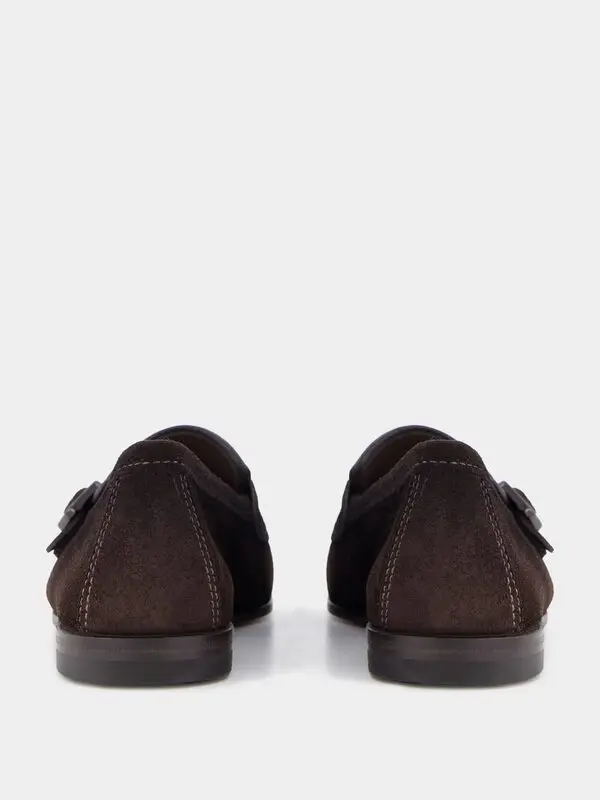 Santoni Suede Double-buckle Loafers