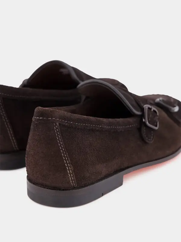 Santoni Suede Double-buckle Loafers