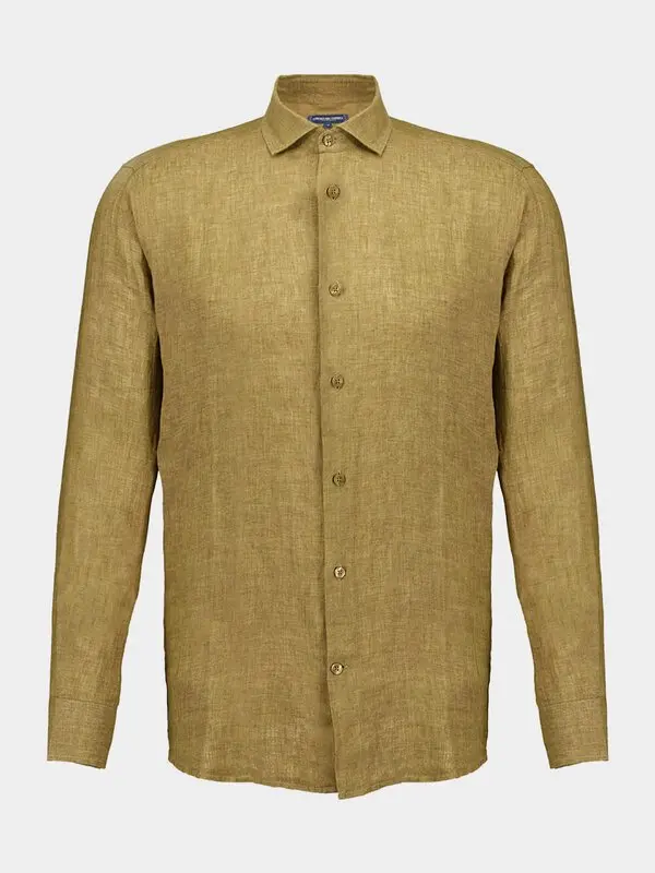 Frescobol Carioca Antonio Khaki Linen Shirt - Brown