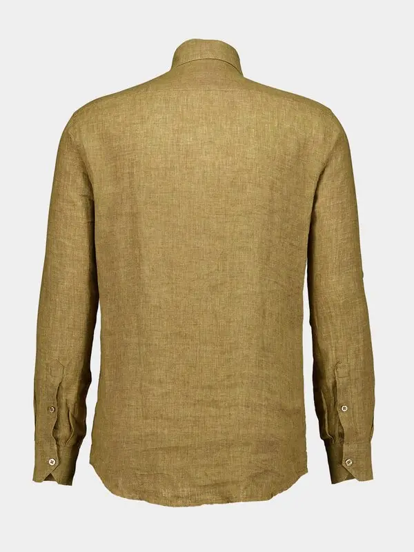 Frescobol Carioca Antonio Khaki Linen Shirt - Brown