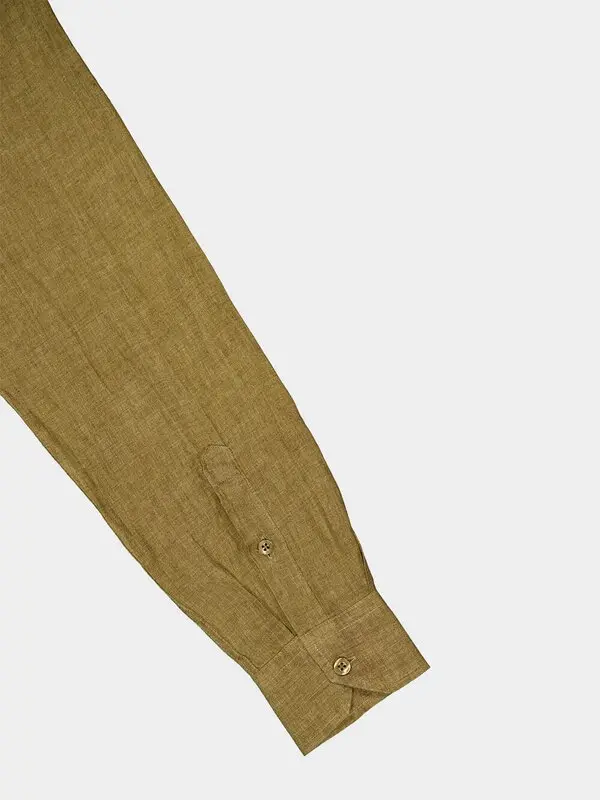 Frescobol Carioca Antonio Khaki Linen Shirt - Brown