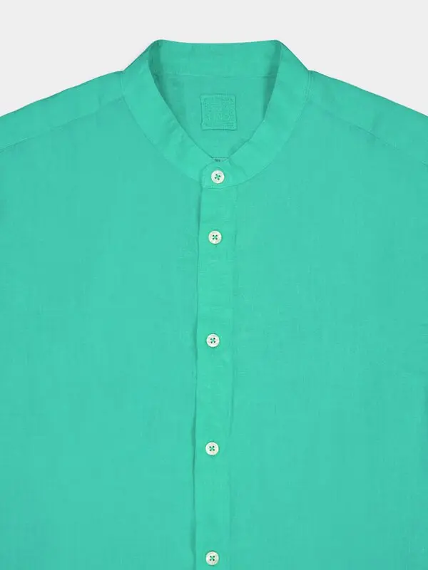 120% Lino Band-collar Linen Shirt