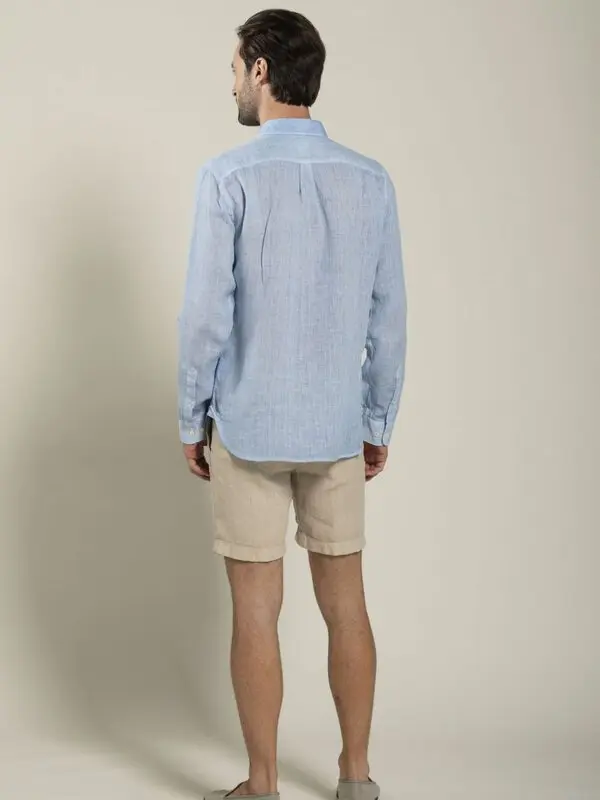 120% Lino Mermaid Linen Shirt - Blue