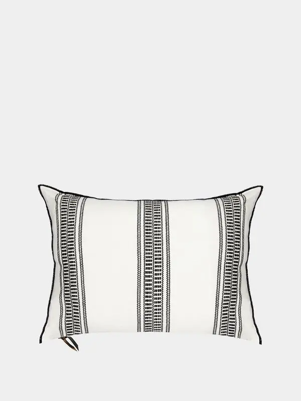 Maison De Vacances Vice Versa Embroidered Canvas Cyclades Black Cushion - White