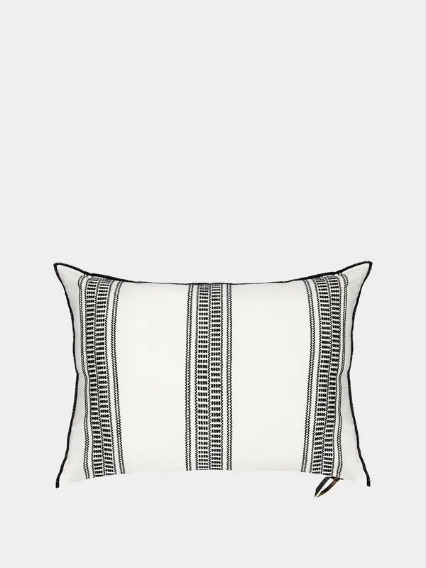 Maison De Vacances Vice Versa Embroidered Canvas Cyclades Black Cushion - White