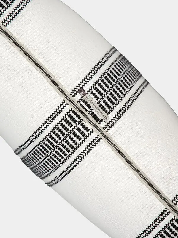 Maison De Vacances Vice Versa Embroidered Canvas Cyclades Black Cushion - White