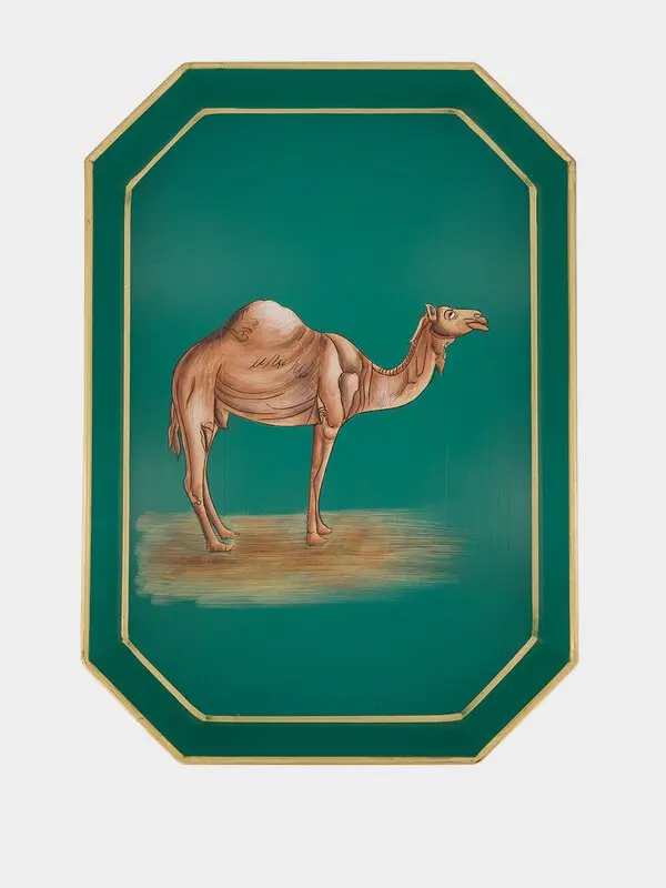LES-OTTOMANS Hand-painted Camel Tray - Multicolour
