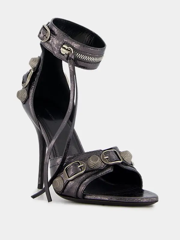 Balenciaga Cagole 110mm Studded Sandals - Grey