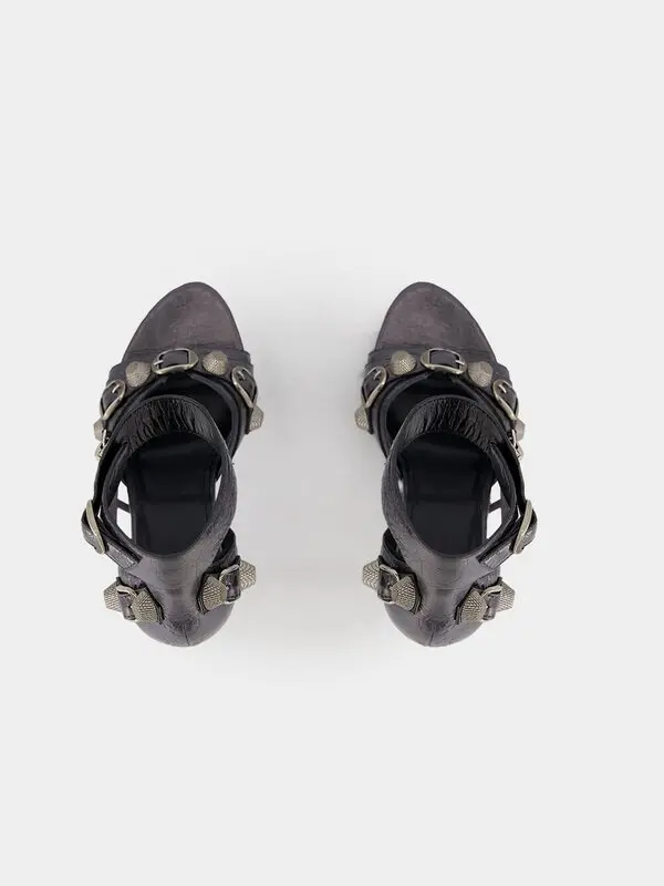 Balenciaga Cagole 110mm Studded Sandals - Grey