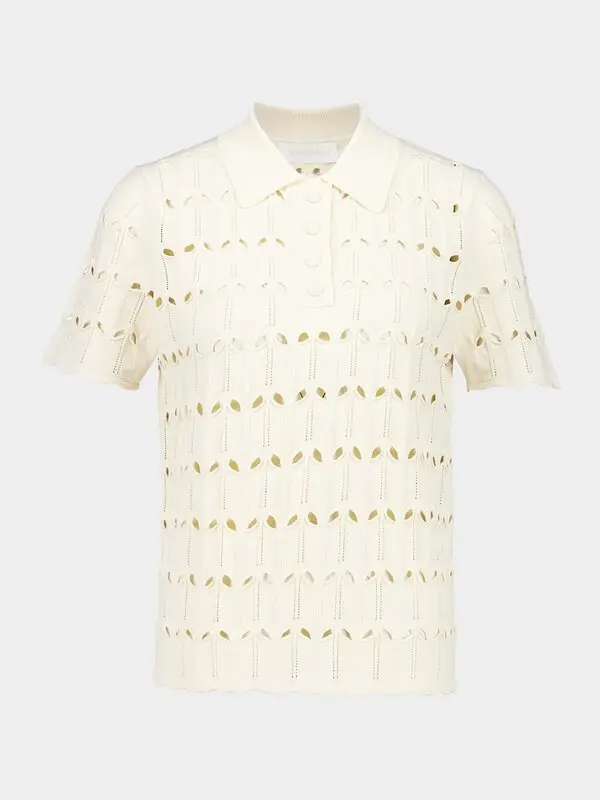 Zimmermann Rhiannon Pointelle Polo - Cream