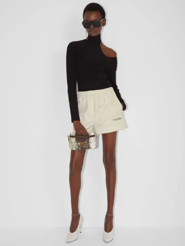 Fendi Nylon Logo Shorts - Cream