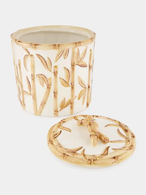 LES-OTTOMANS Bamboo Ceramic Cookie Jar