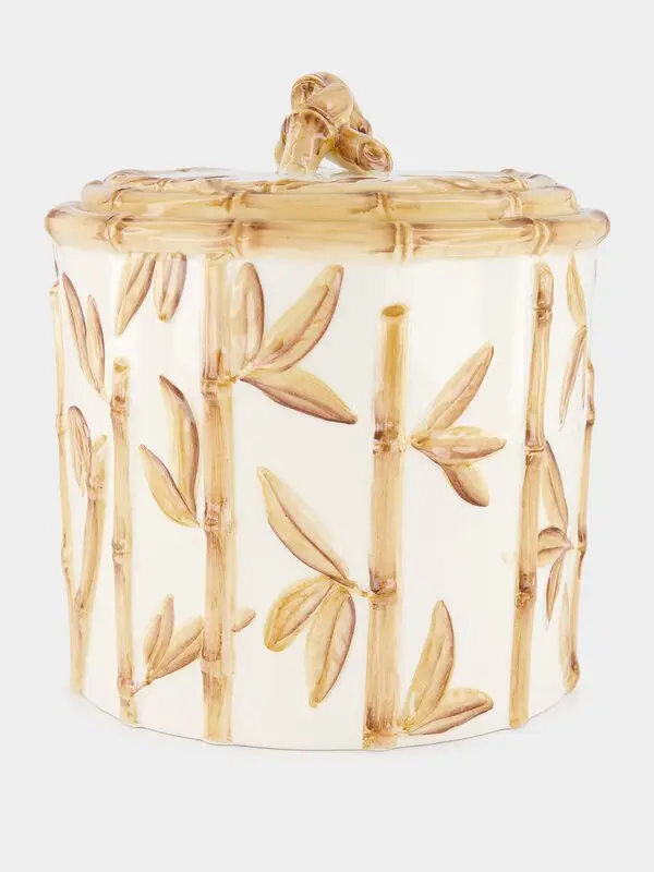 LES-OTTOMANS Bamboo Ceramic Cookie Jar