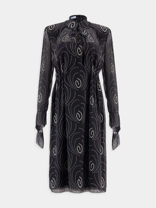 Prada Georgette Printed Dress - Black