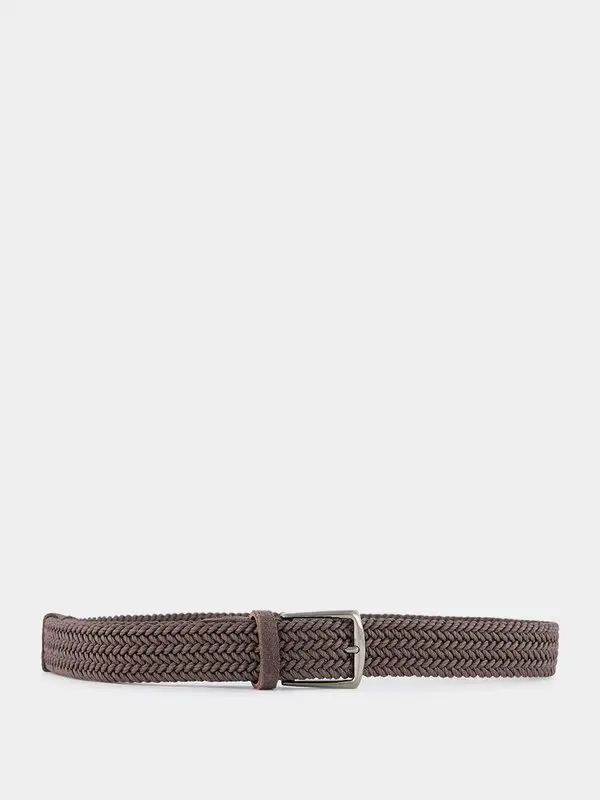 AURELIEN Woven Suede Belt - Brown