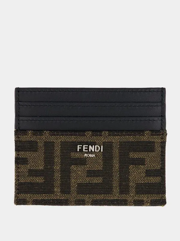Fendi Ff Jacquard Card Holder - Brown