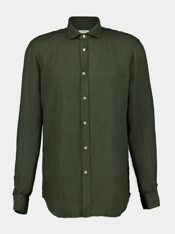 Boglioli Olive Linen Shirt - Green