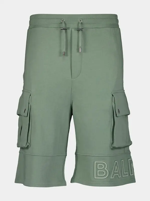 Balmain Embossed Cargo Shorts - Green