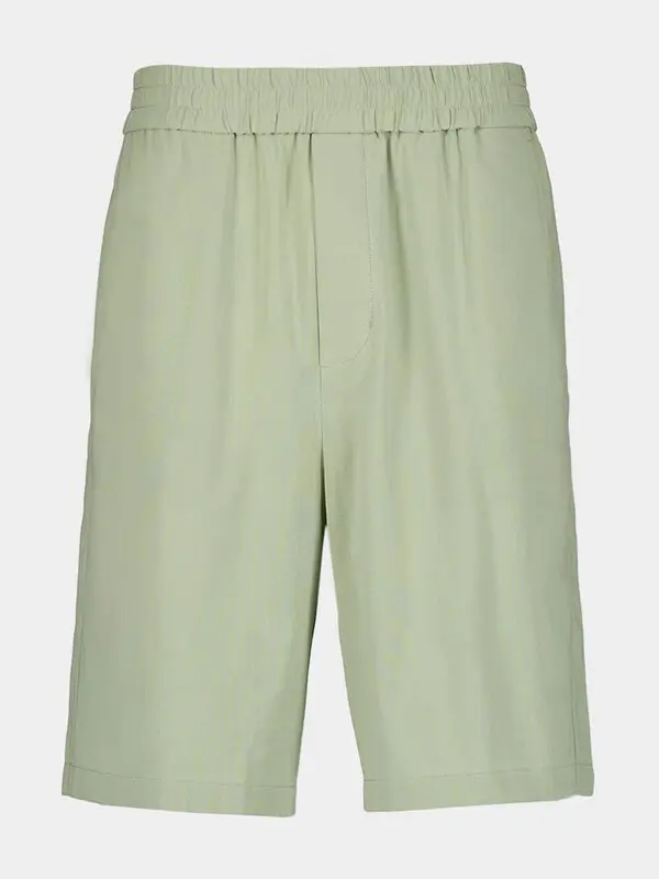 Ami Elasticated Waist Sage Bermuda Shorts - Green