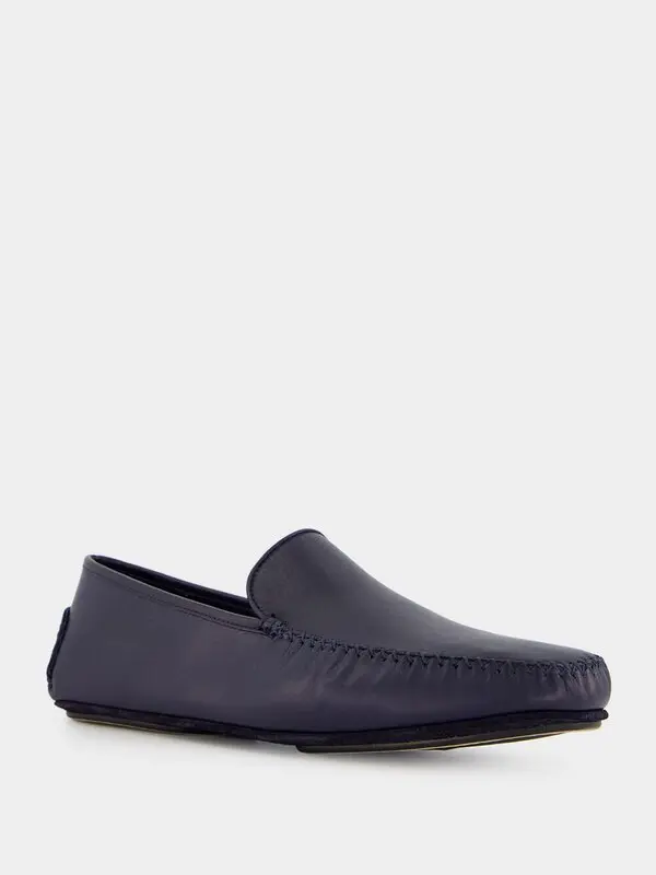 Manolo Blahnik Mayfair Leather Loafers - Blue