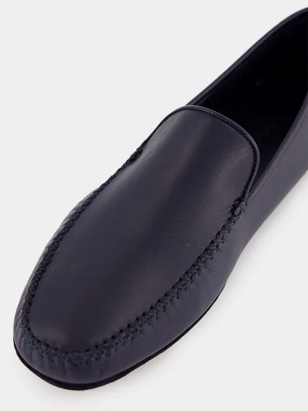 Manolo Blahnik Mayfair Leather Loafers - Blue