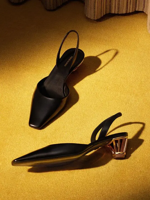 FERRAGAMO Cage Heel Slingback - Black