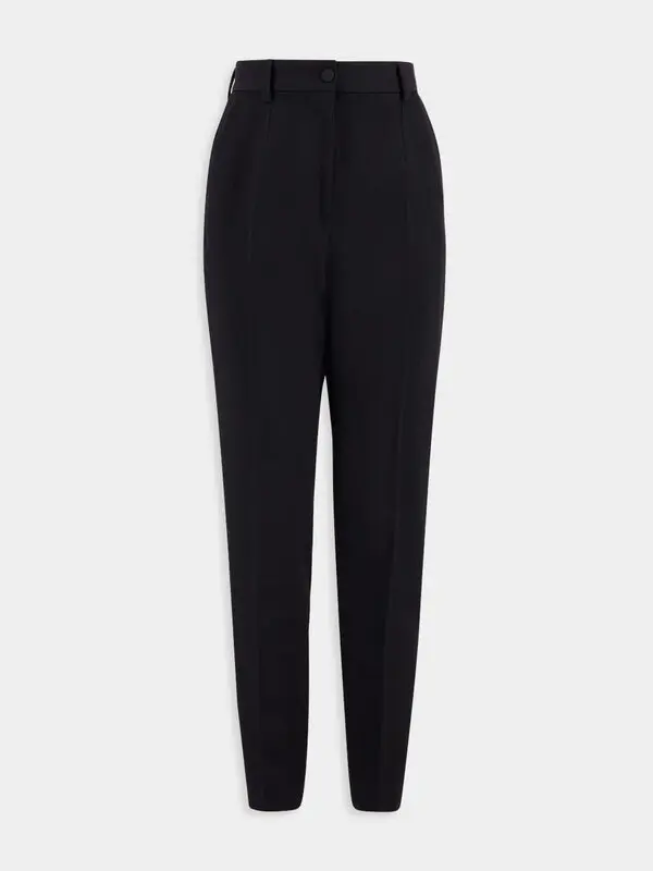Dolce & Gabbana Wool Gabardine Cigarette Pants - Black