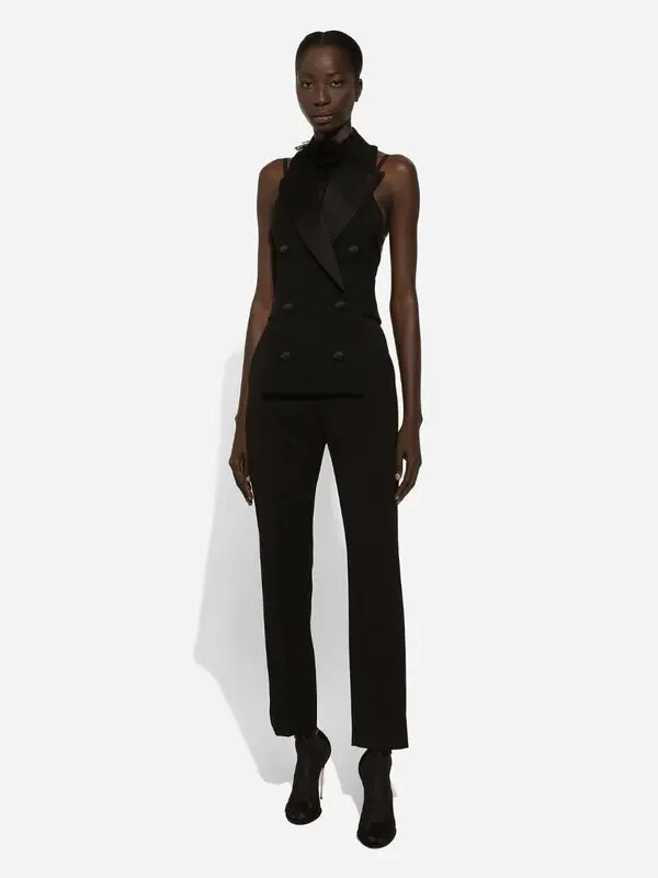 Dolce & Gabbana Wool Gabardine Cigarette Pants - Black