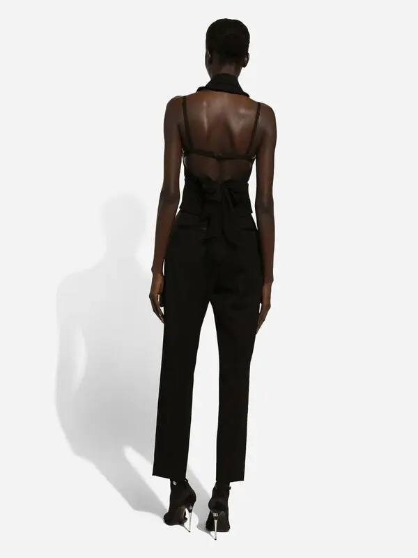 Dolce & Gabbana Wool Gabardine Cigarette Pants - Black